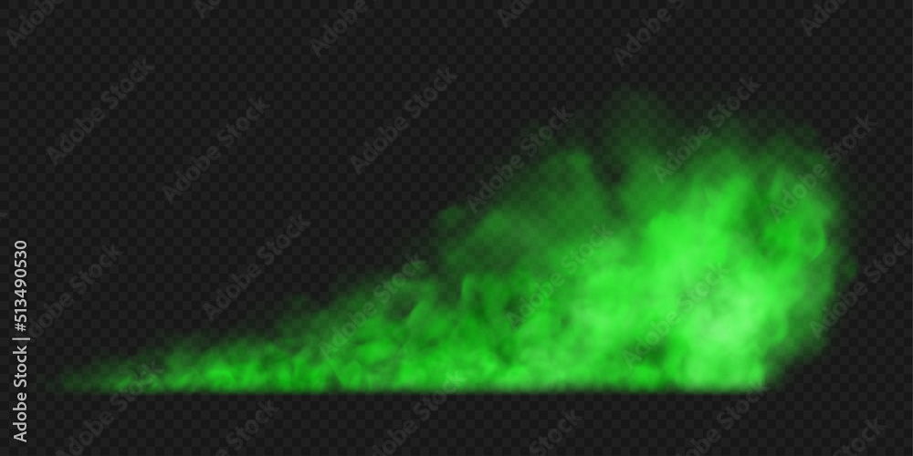 Green smoke or mist isolated on transparent background. Realistic green ...