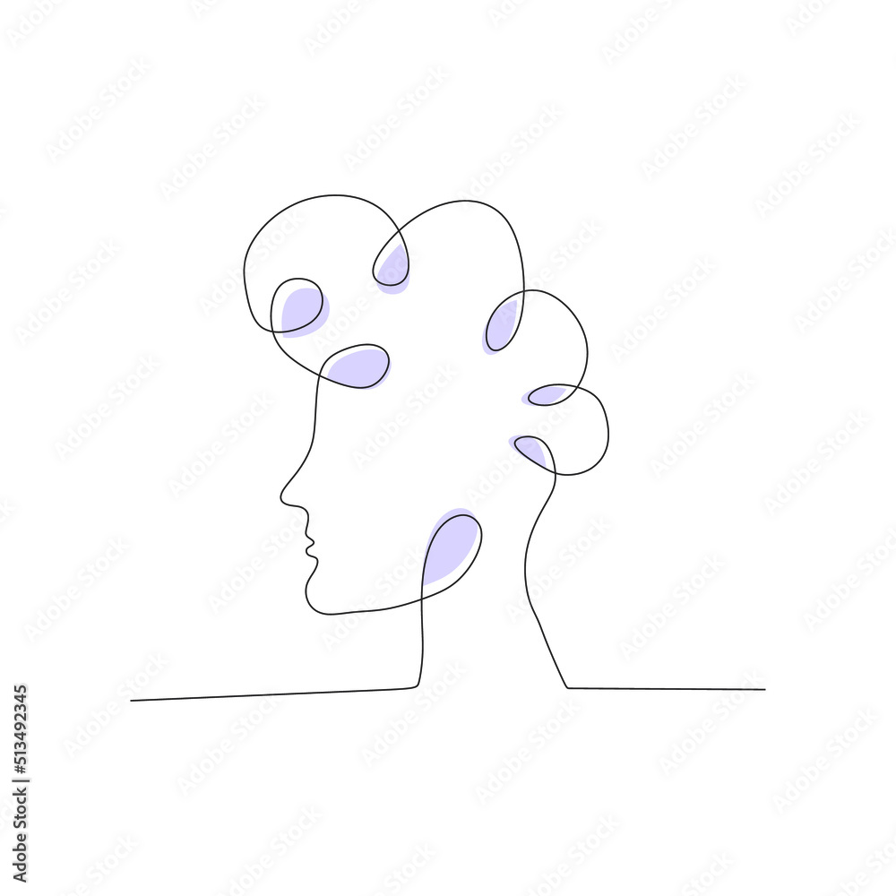 Abstract Face One Line Drawing Portrait Minimalist Single Hand Drawn ...