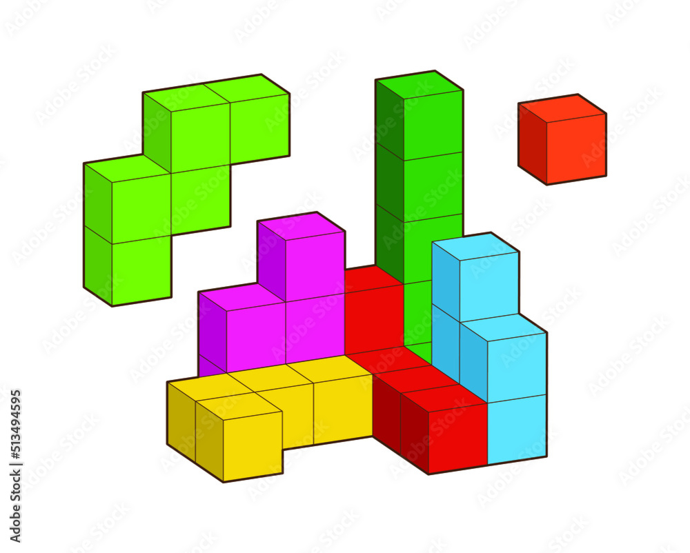 Crystal Cube 3d Building Block Set Isometric Blocks Abstract Construction From Isometric