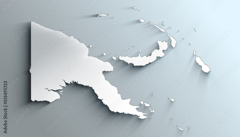 Modern White Map of Papua New Guinea With Shadow Stock Illustration ...