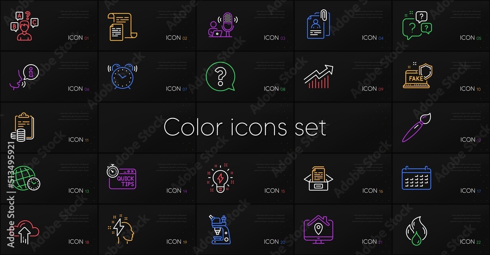 Set of Question bubbles, Work home and Question mark line icons ...