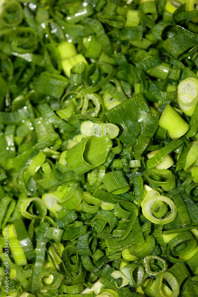 Chopped scallions green onion catering macro background modern high ...