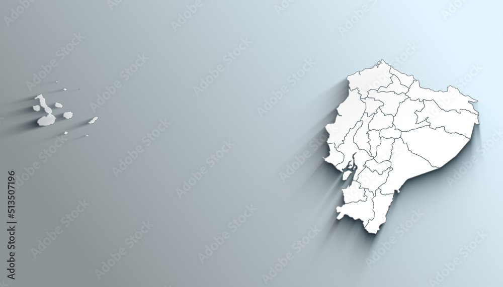 Modern White Map of Ecuador with Provinces and Territories With Shadow ...