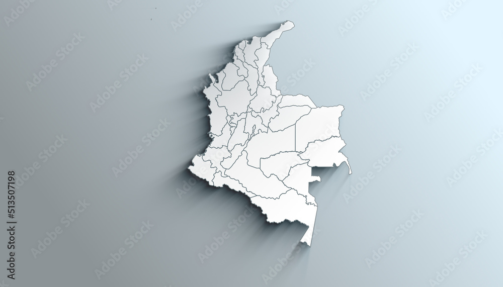 Modern White Map of Colombia with Departments and Territories With ...