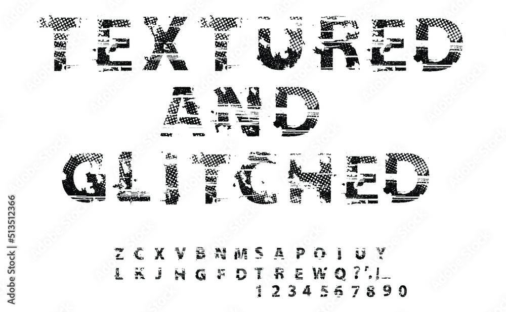 Overlay distorted font . alphabet .Minimal art design . Textured ...