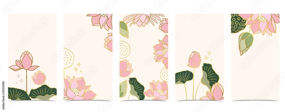 Golden lotus background. Line art design for postcard, invitation ...