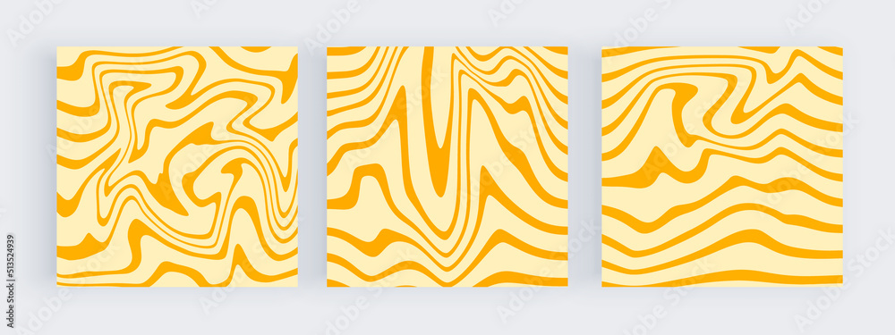 Yellow retro backgrounds for social media posts with wavy lines Stock ...
