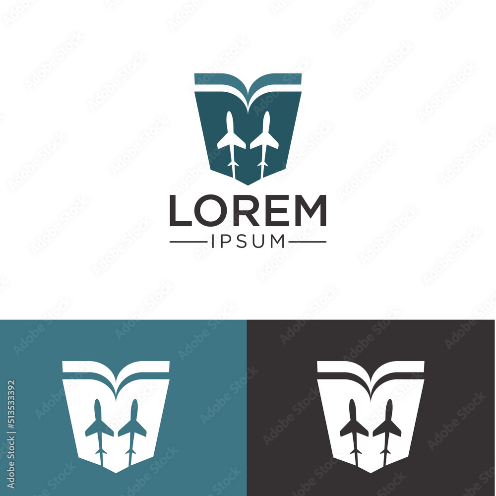 Letter M and flight with book logo, suitable for brand about airline or ...