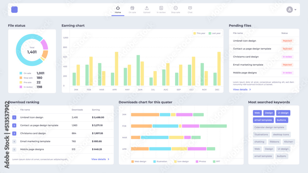dashboard graph button table design sources Stock Vector | Adobe Stock
