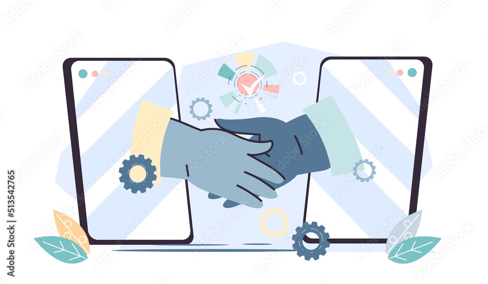 Partnership and business collaboration banner, flat cartoon vector ...