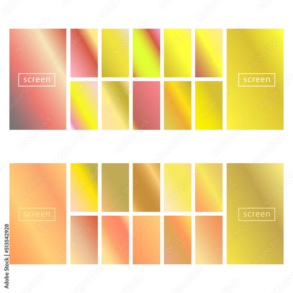 Mobile screen lock display collection of colorful backgrounds in trendy ...