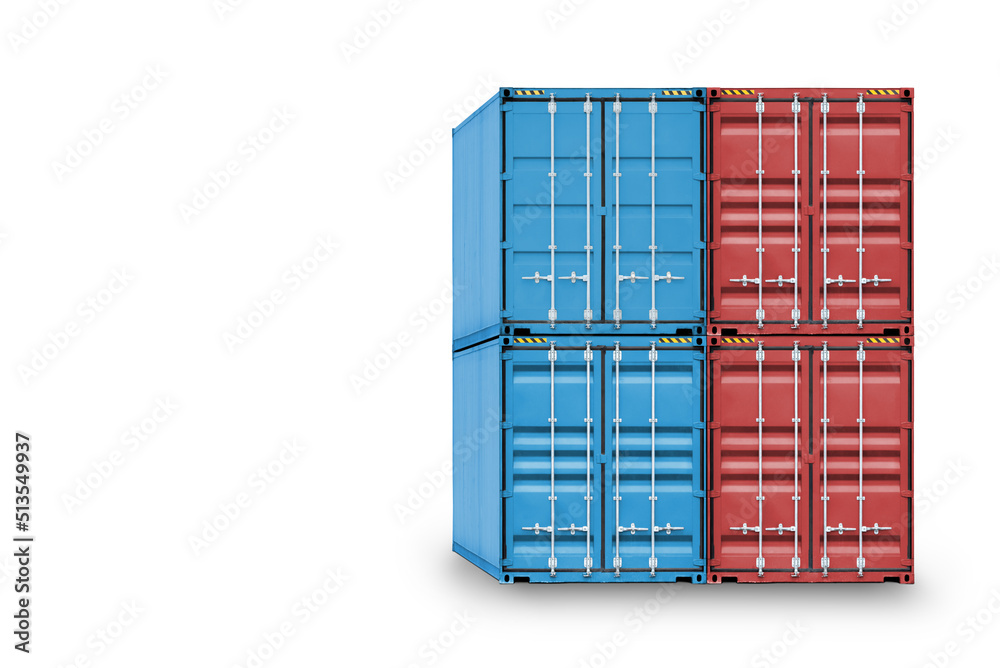 Containers isolated on white background, Stack of colorful containers ...
