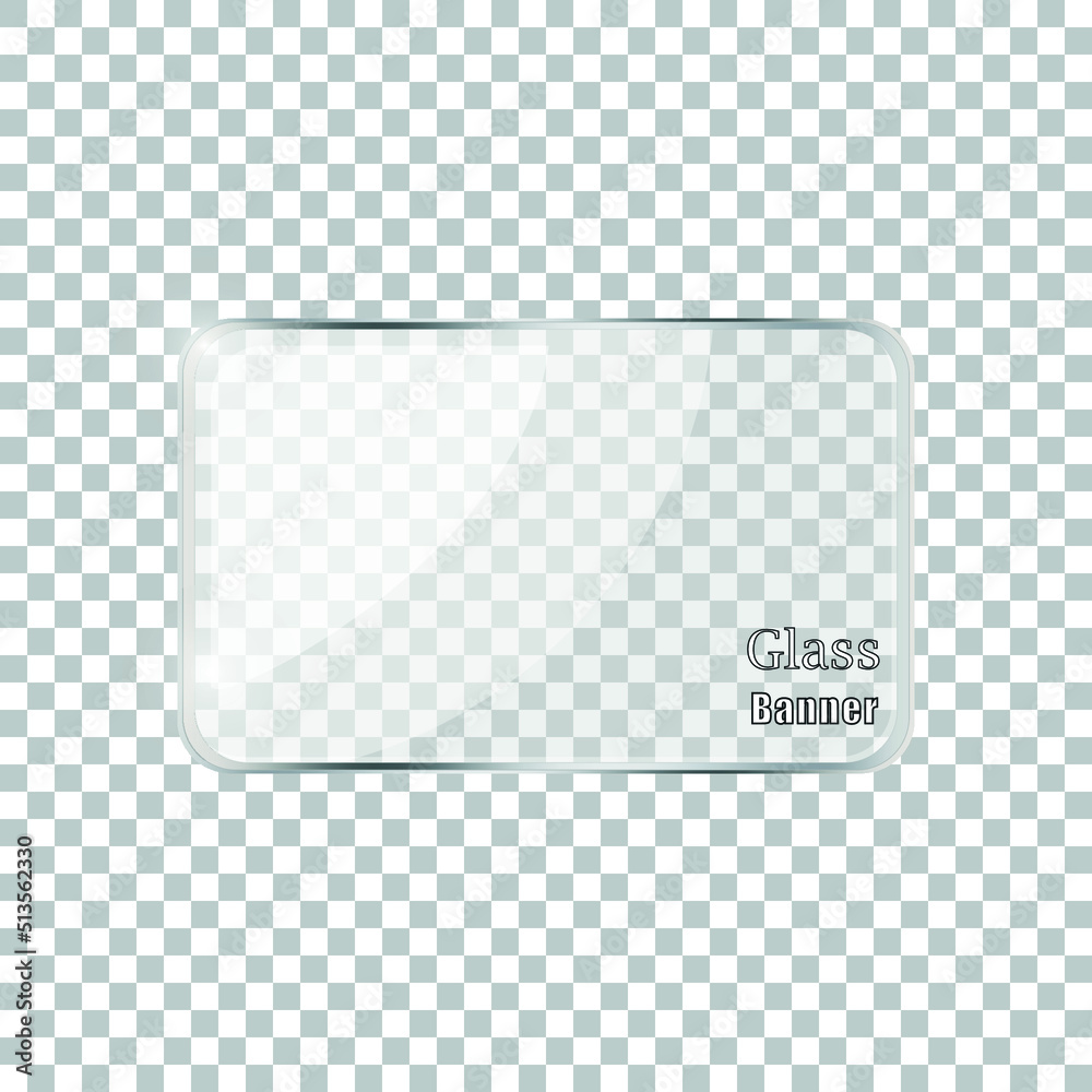 Glass rectangular banner on transparent background. Vector illustration ...