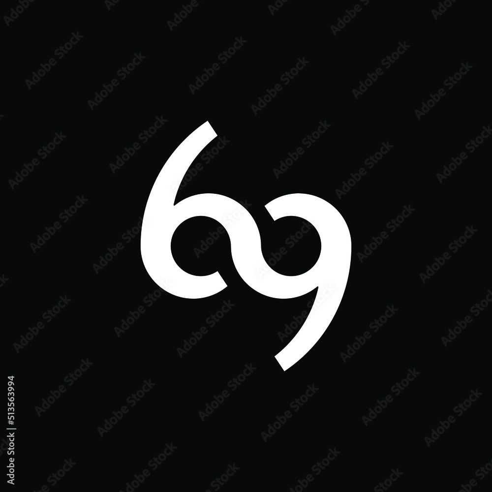 Numbers, monogram, minimalist modern logo 6,9, 69. Icon, typography ...
