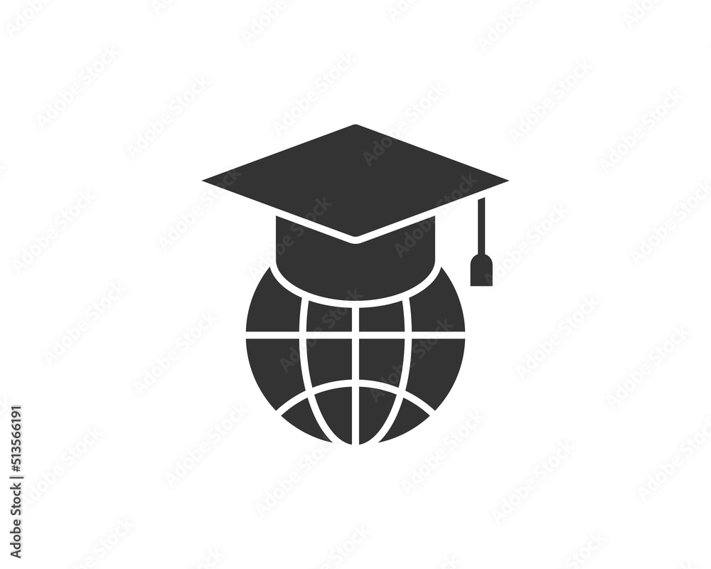 Education icon vector illustartion. College cap or graduate hat symbol ...