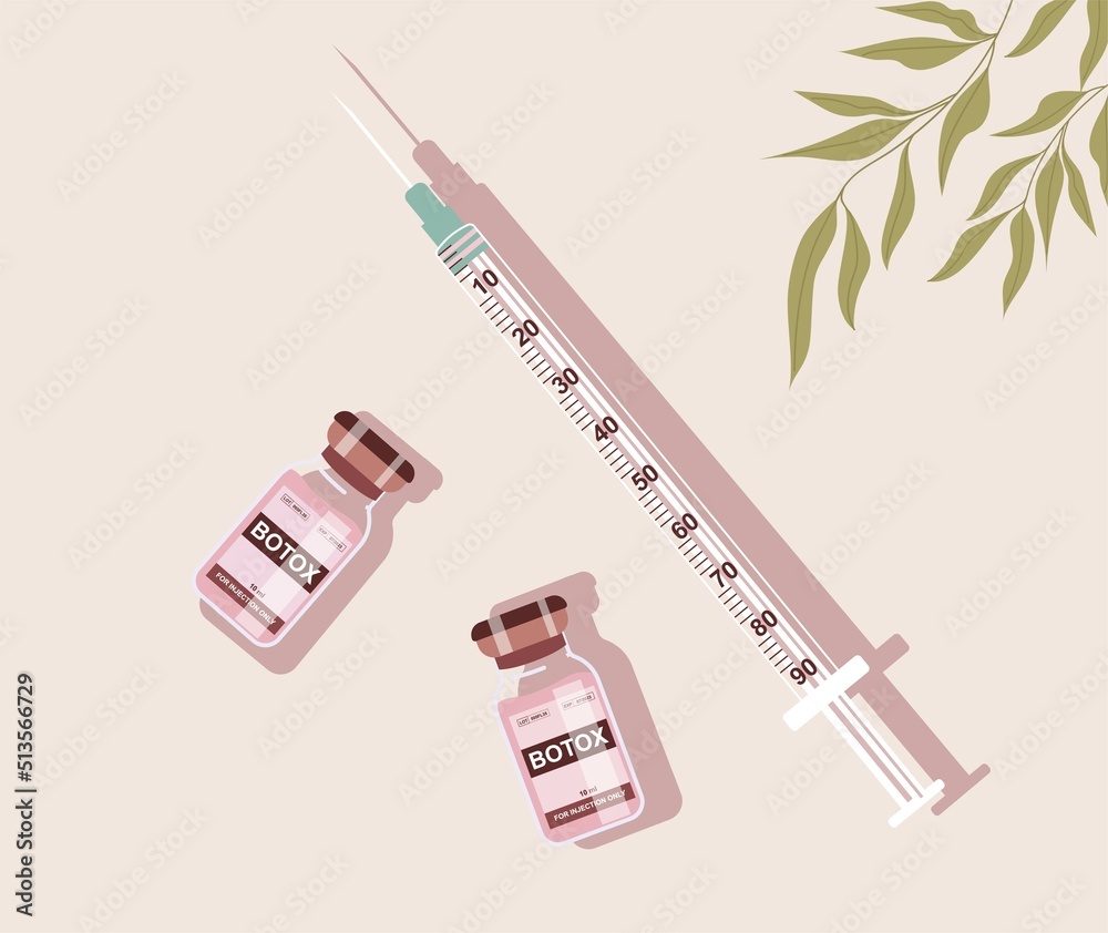 Botox illustration concept. Botulinum toxin anti-aging treatment Stock ...