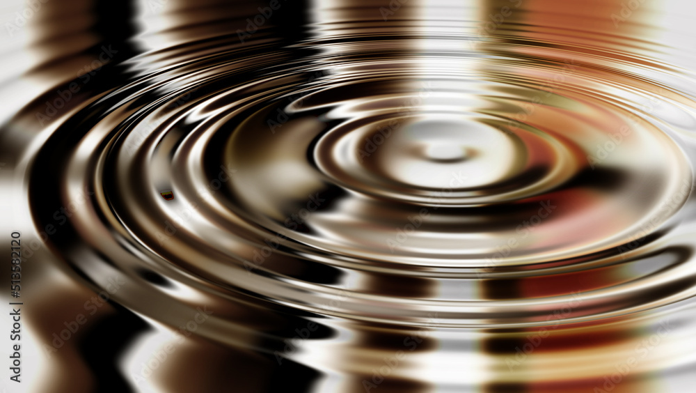Silver ripple effect in liquid material after a drop splashed into a ...