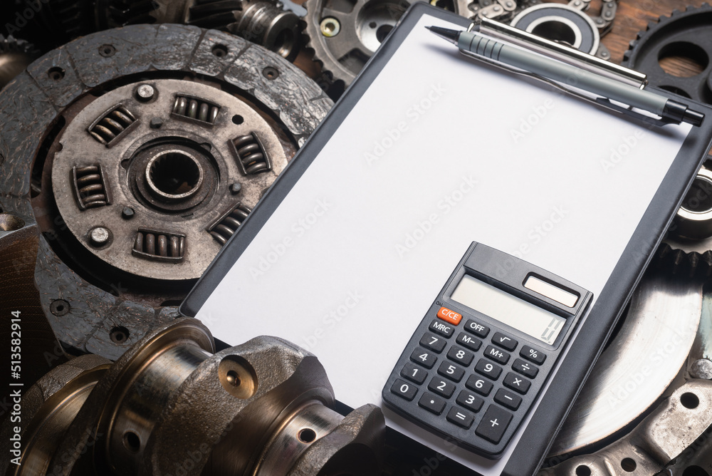 Car spare parts order list with copy space. Car spare parts, blank ...