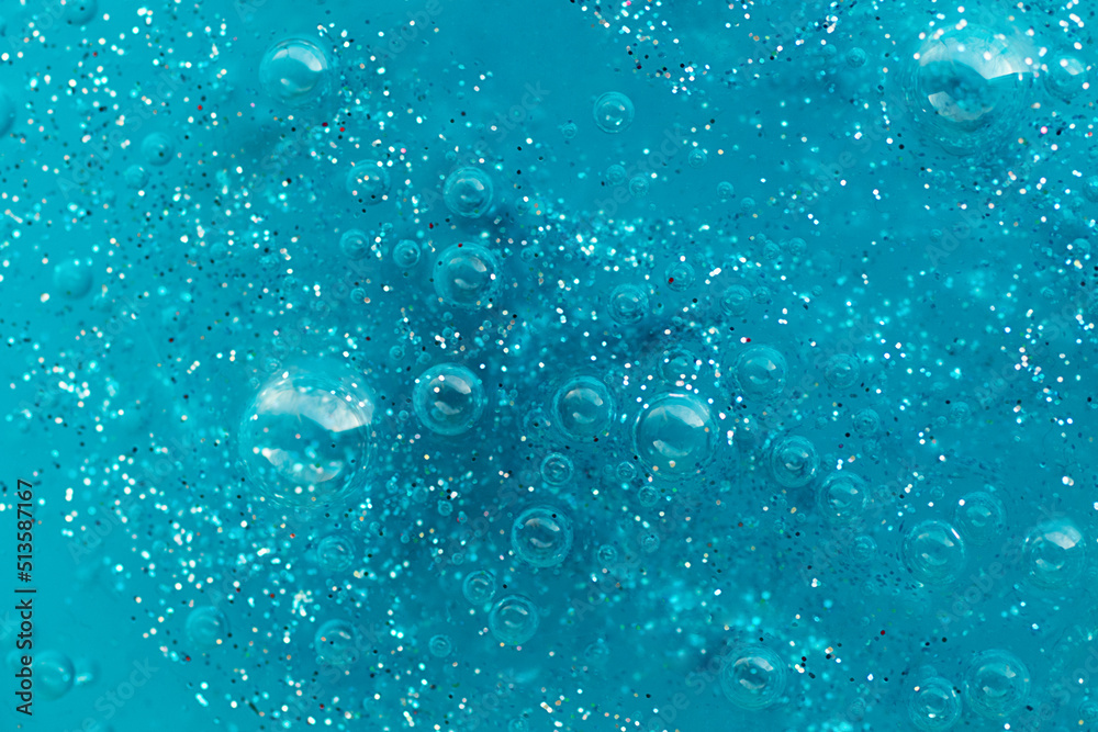 Macro photography of the slime texture.Abstrat blue background with ...