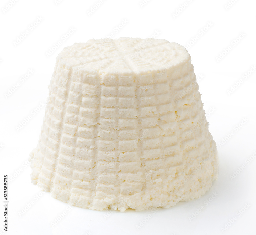 Ricotta cheese isolated. Soft cheese ricotta on white background. Stock ...