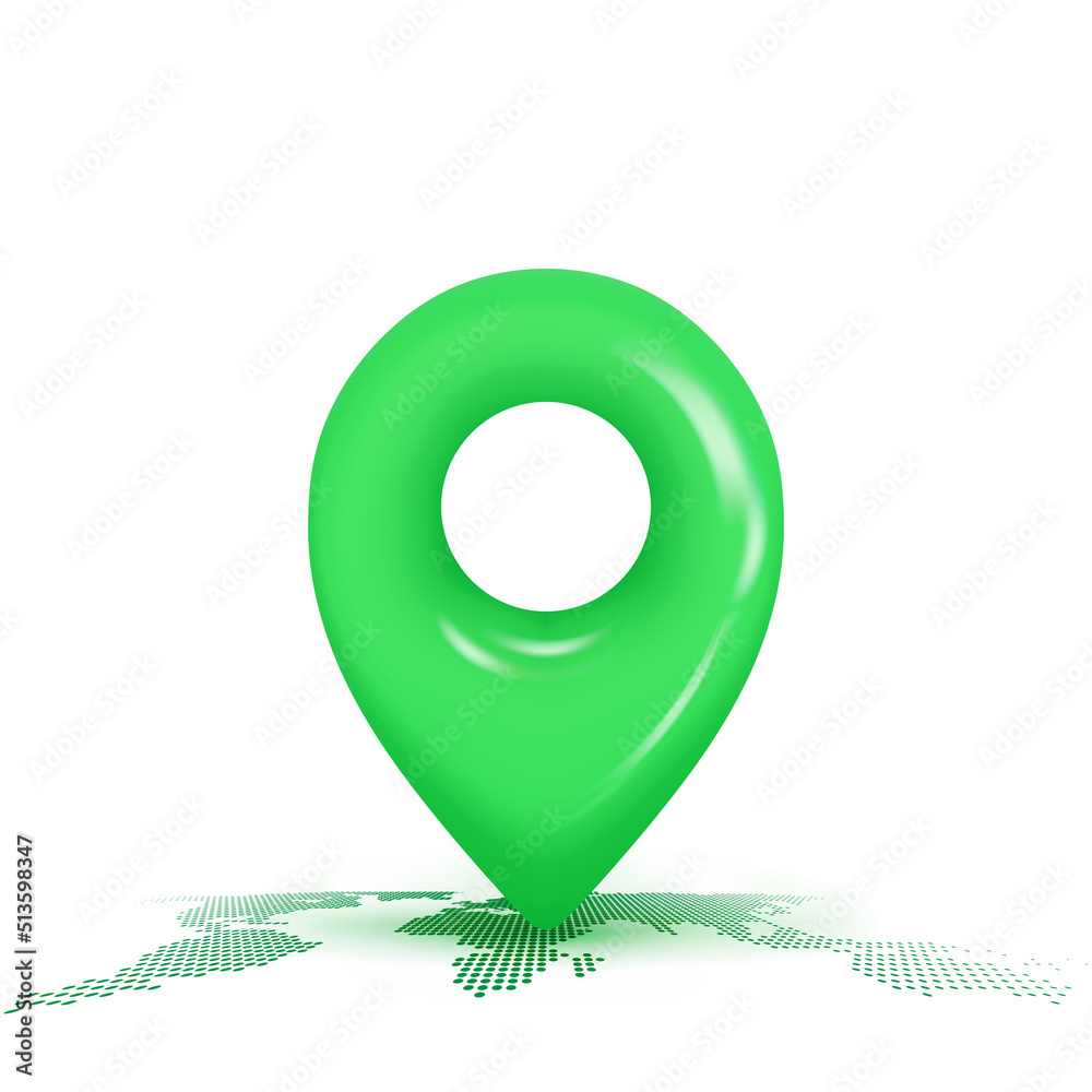 3D map location point marker of map or navigation pin icon sign on ...
