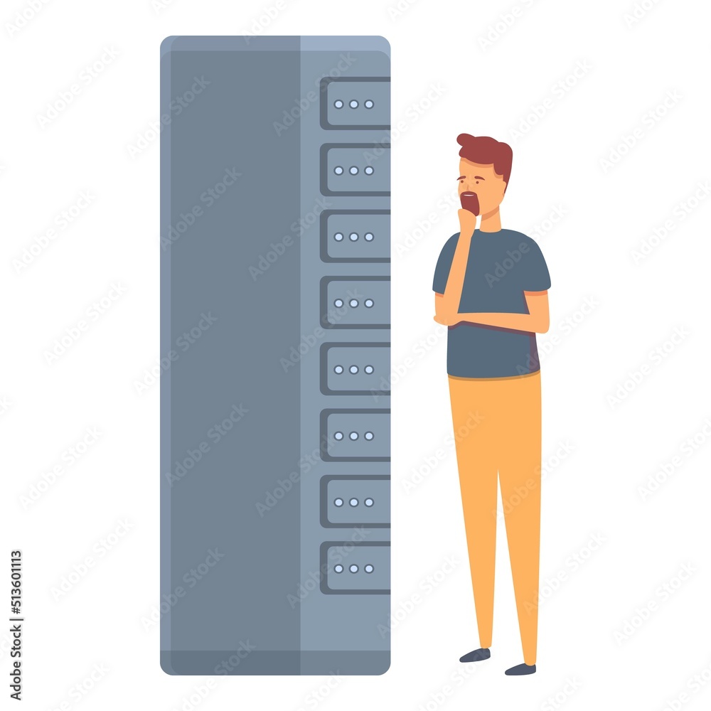 Server repair icon cartoon vector. Computer system. Room information ...