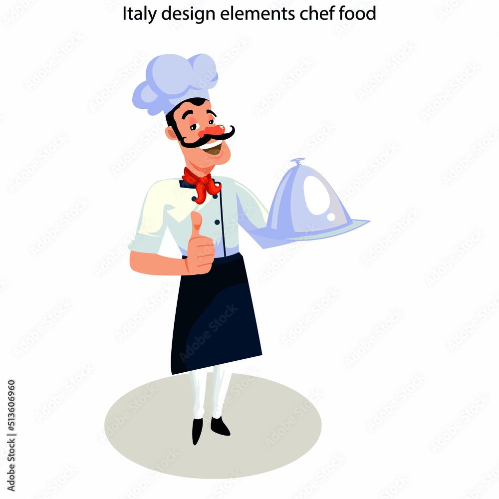 Italy design elements chef food icons sketch Stock Vector | Adobe Stock