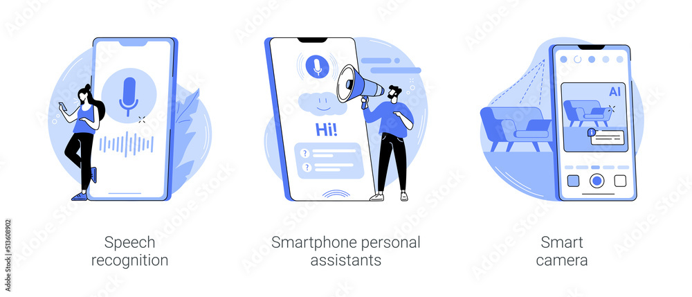 Artificial Intelligence technology use isolated cartoon vector ...