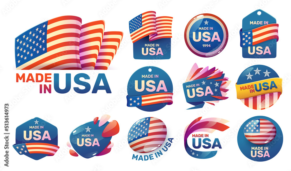Made in the USA badge collection. American proud badge. United States ...