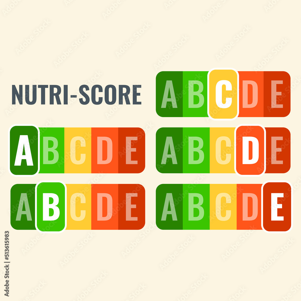 Nutri-score nutrition label. Nutritional rating system showing food ...