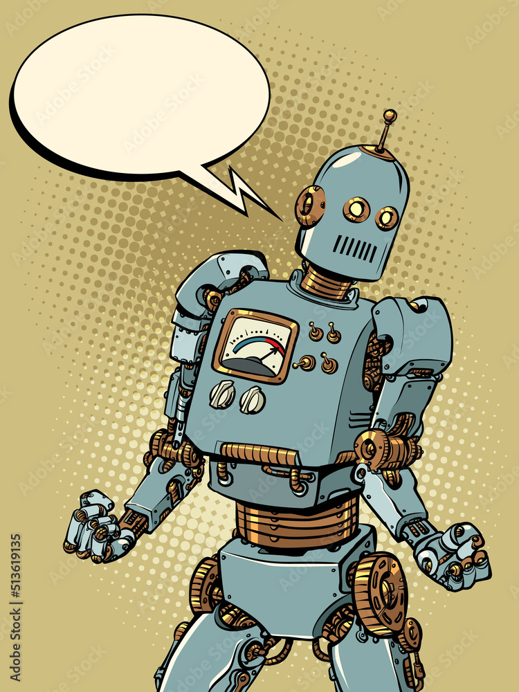 strong robot with powerful arms in bodybuilders pose, artificial ...