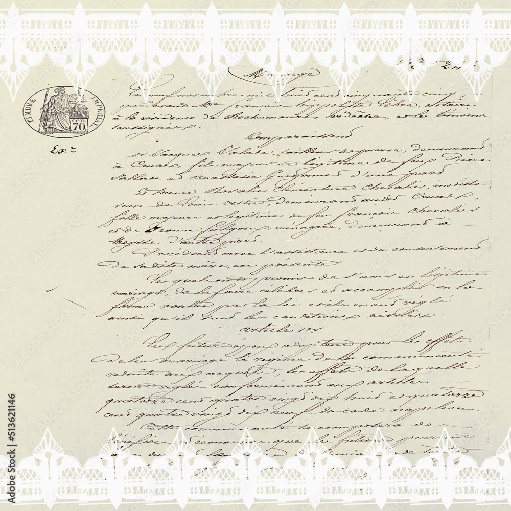 Lacy antique French writing digital paper, circa 1800s handwriting and ...