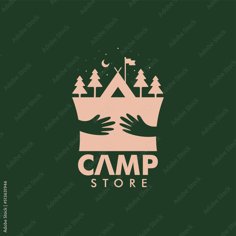 Camp store vector logo design | pixel camp market logo | mobile app ...