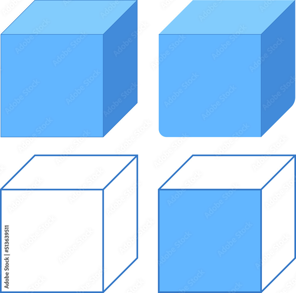 3D cube with a perspective shape cube model. Vector illustration ...