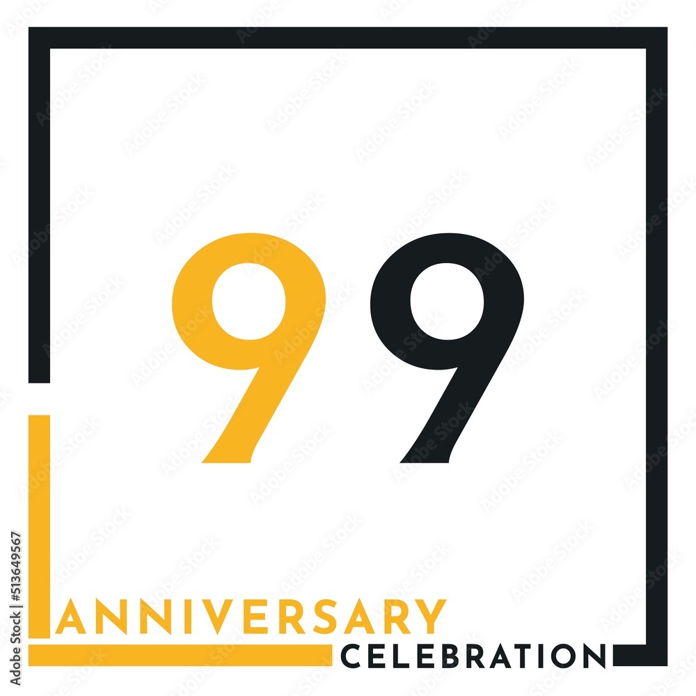 99 years anniversary celebration template design vector. Creative ...