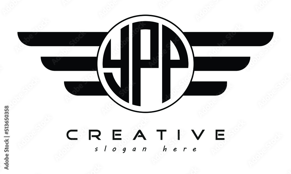 YPP three letter circle with wings logo design vector template ...