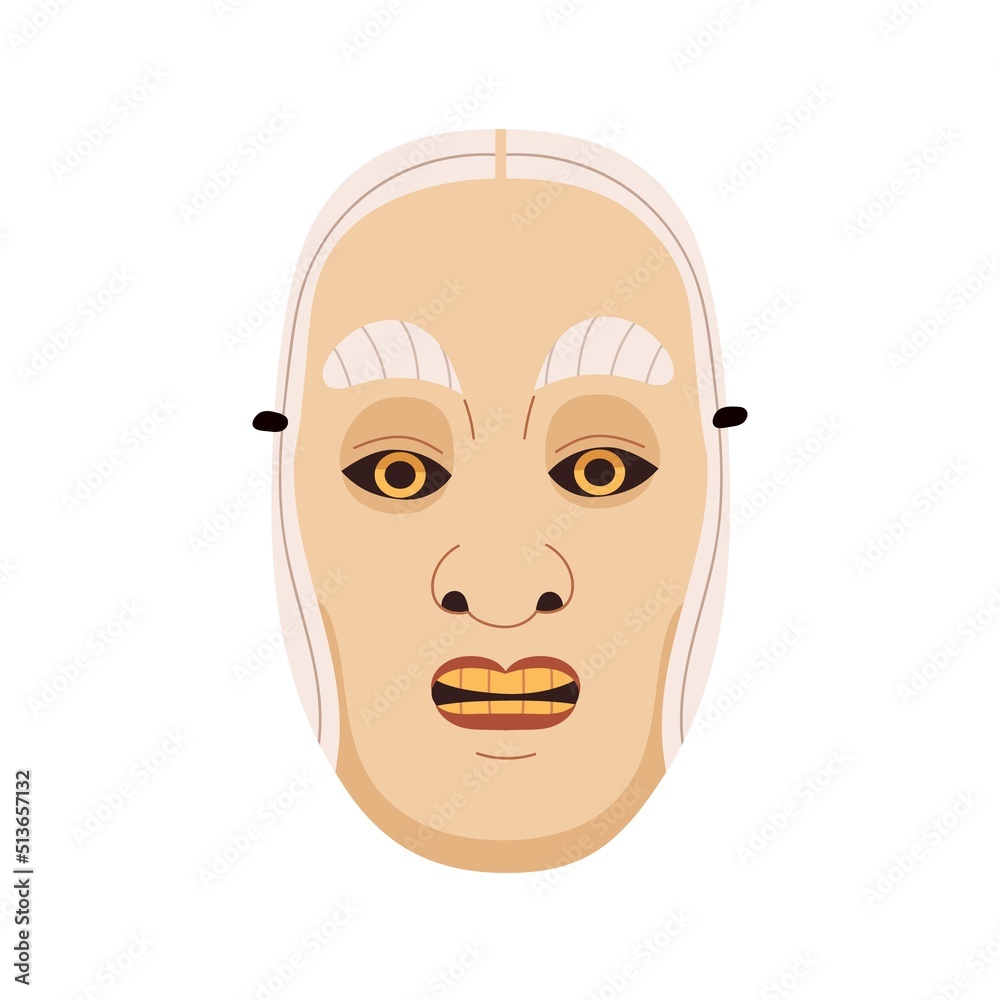 Yamanba, Japan noh mask of old woman. Japanese kabuki theater face of ...