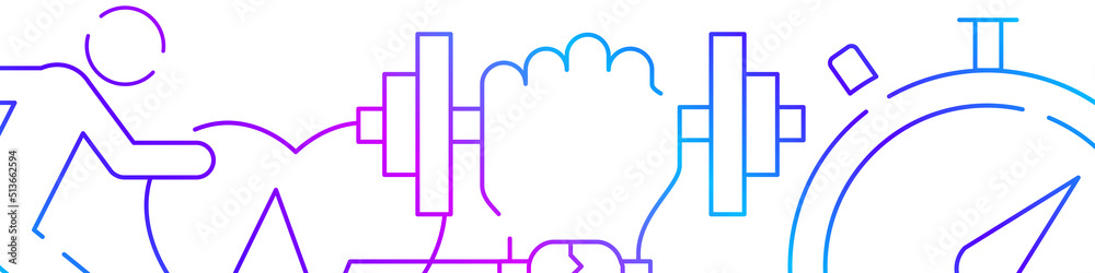 Fitness GYM related horizontal banner or bottom border template ...