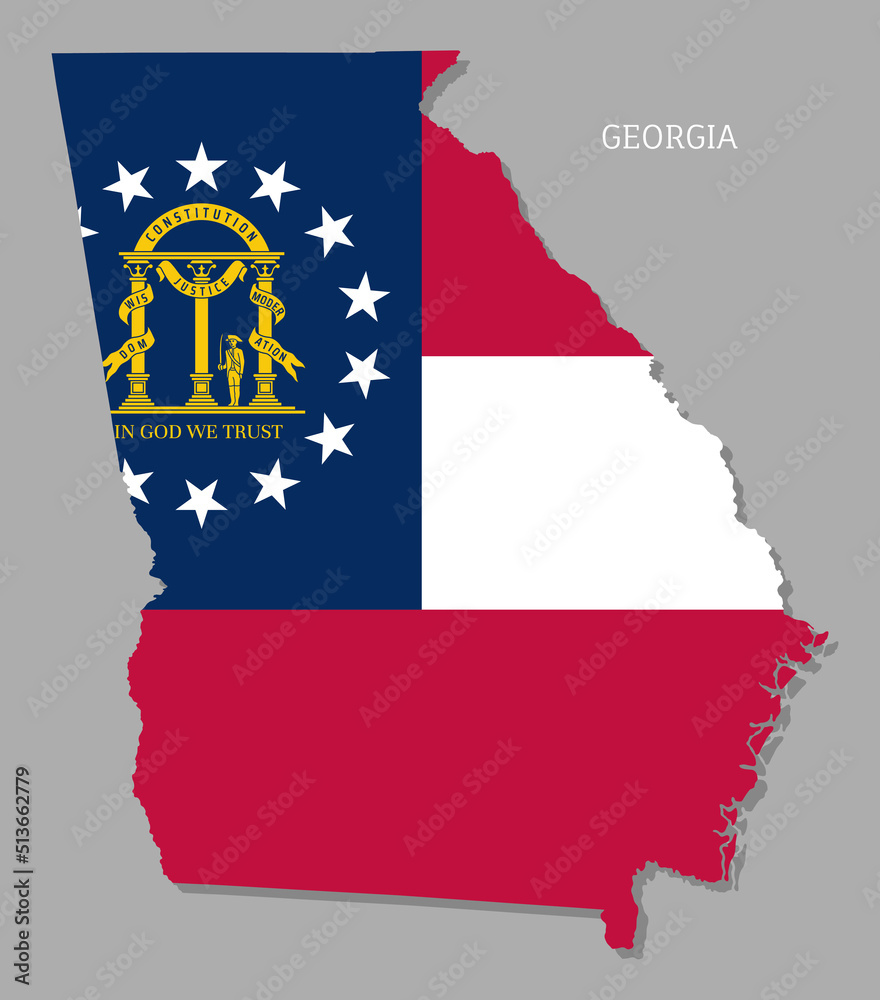 Map of Georgia USA federal state with flag inside. Highly detailed map ...
