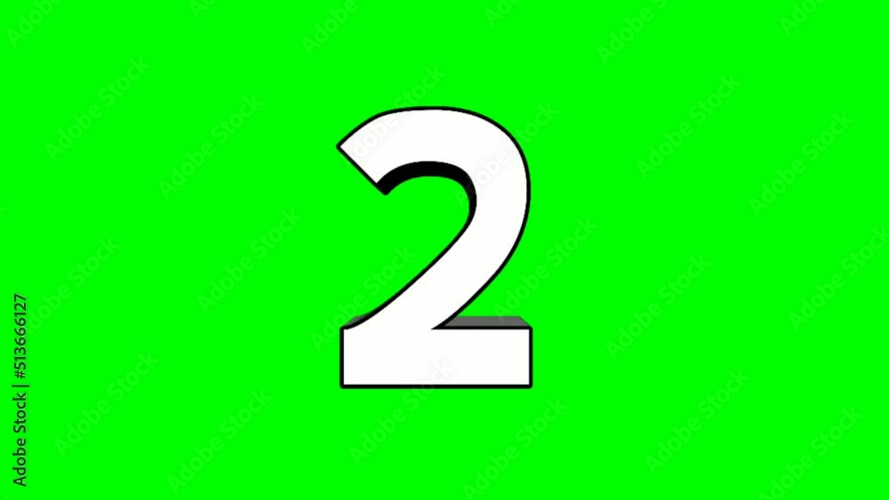 Animation cartoon number two 2 on green screen background 4k. Stock ...