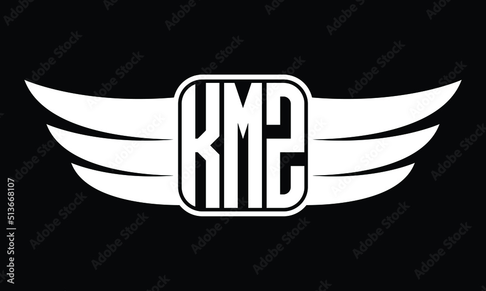 KMZ three Letter Wings Flying Initial wing symbol minimalist creative ...