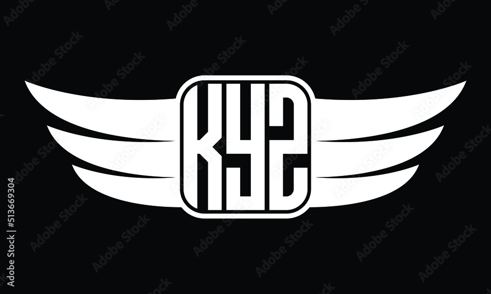 Vecteur Stock KYZ three Letter Wings Flying Initial wing symbol ...
