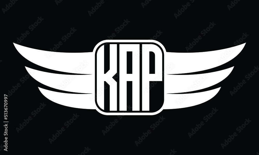 KAP three Letter Wings Flying Initial wing symbol minimalist creative ...