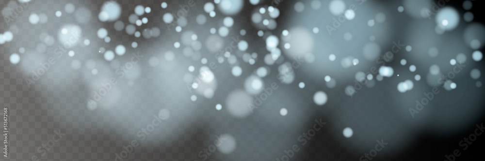 Vector falling snow effect isolated on transparent background with ...