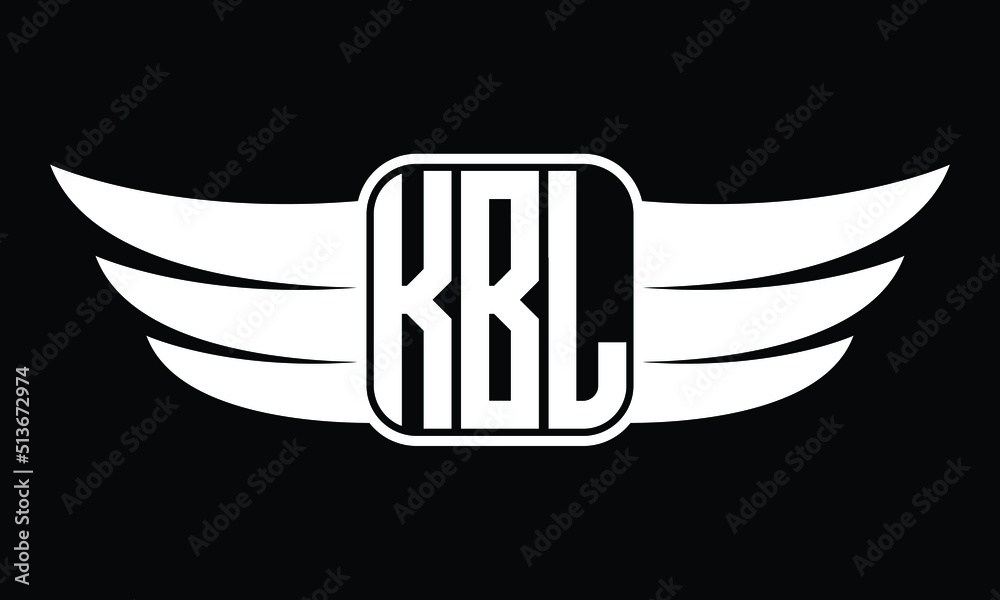 Vetor de KBL three Letter Wings Flying Initial wing symbol minimalist ...