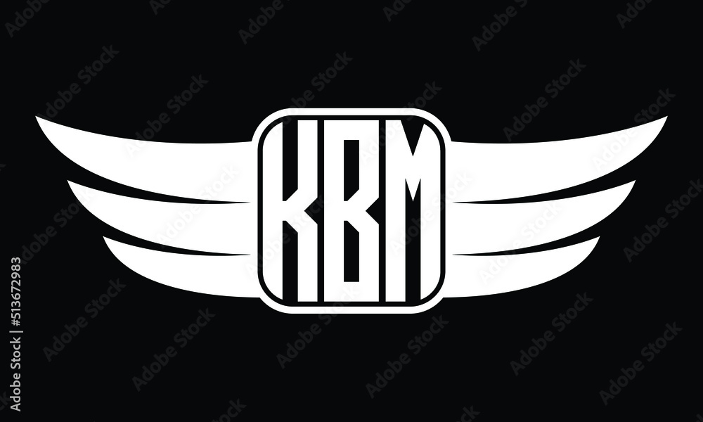 KBM three Letter Wings Flying Initial wing symbol minimalist creative ...