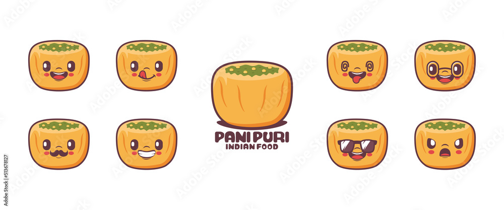 panipuri cartoon. traditional indian food vector illustration. icon ...