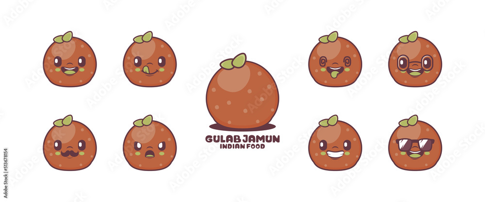 Gulab jamun cartoon. traditional indian food vector illustration. icon ...