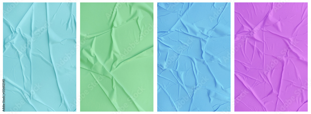 Set of wrinkled paper templates. wet blank paper for poster and text ...