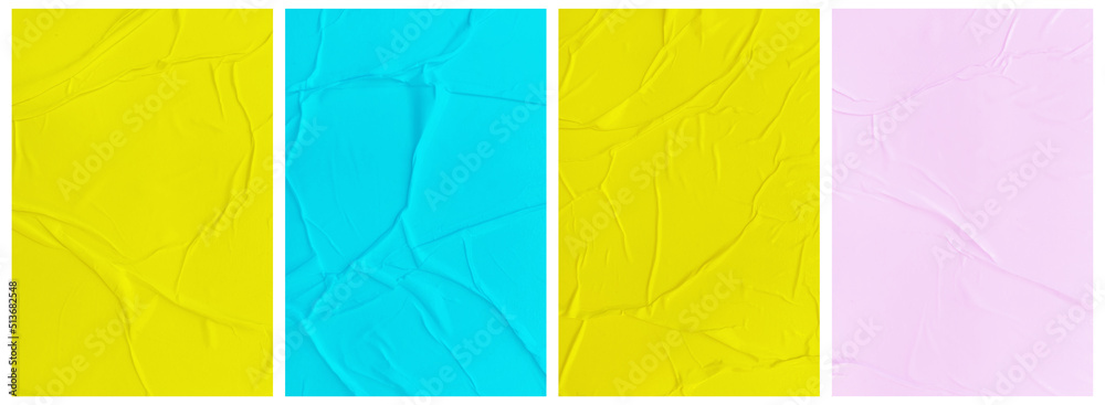 Set of wrinkled paper templates. wet blank paper for poster and text ...